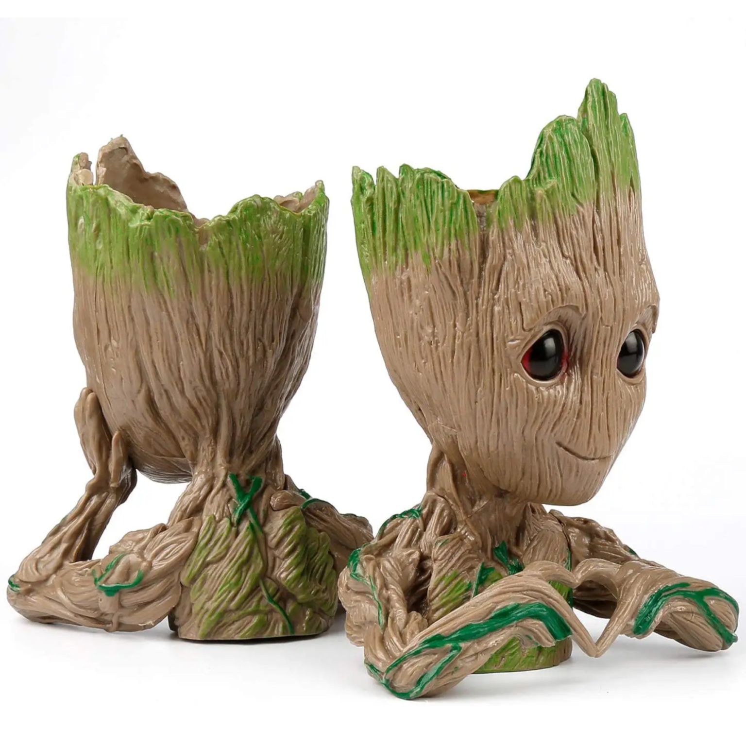 Pure Wooden Baby Groot Heart Look Flower Pot & Joystick Holder ...